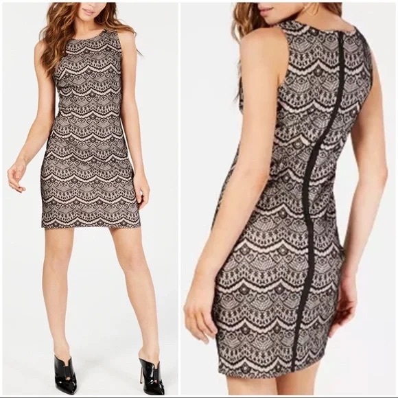 Guess | Dresses | Guess Los Angeles Black Lace Over Peach Cocktail ...